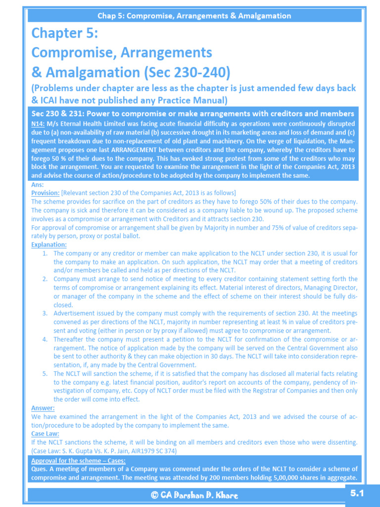 Compromise and Amalgamation Guide | PDF | Private Law | Business Law