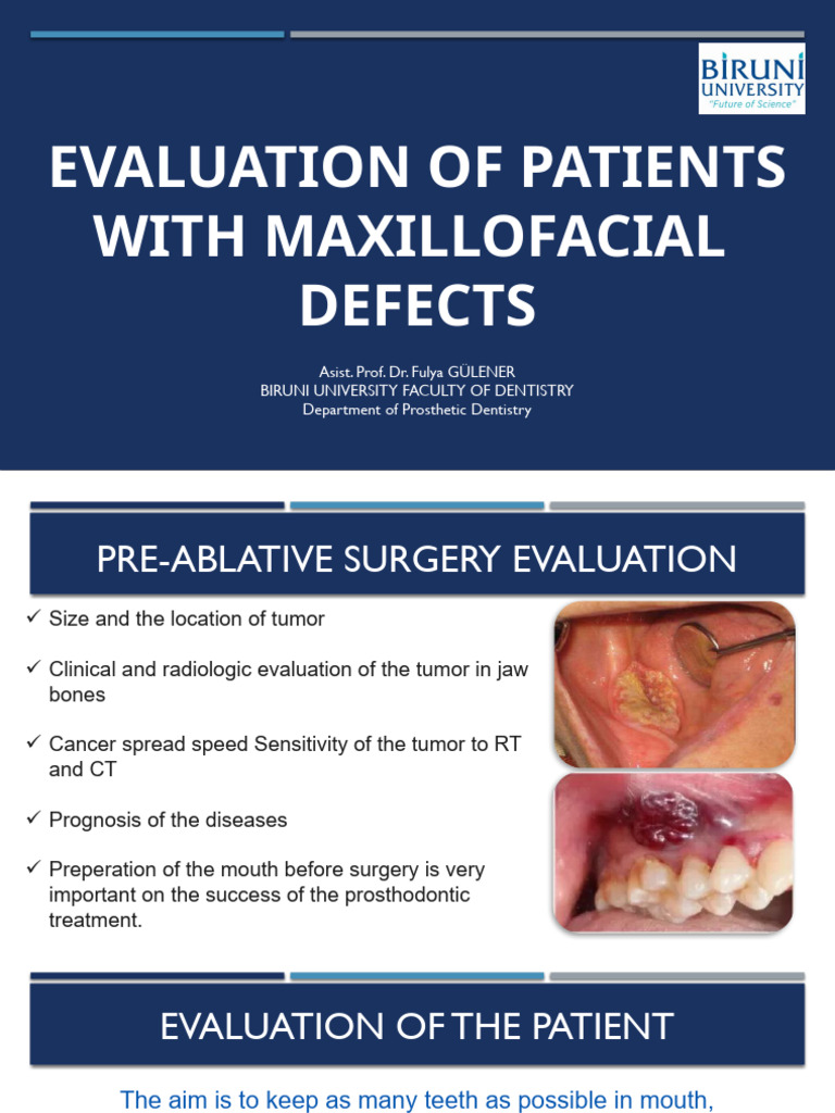 Evaluation of Patients With Maxillofacial Defects | PDF | Dentistry ...