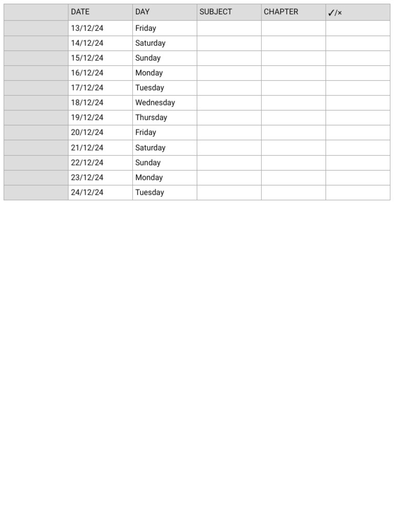 December Time Table | PDF