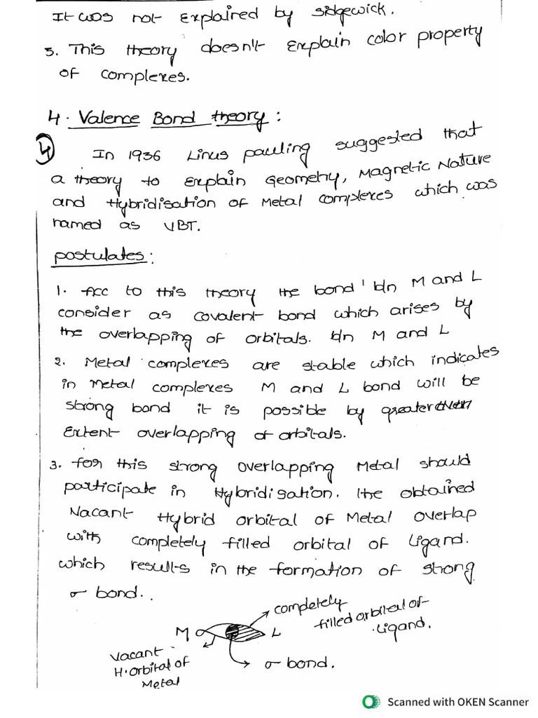 Coordination Compounds - Valence Bond Theory | PDF