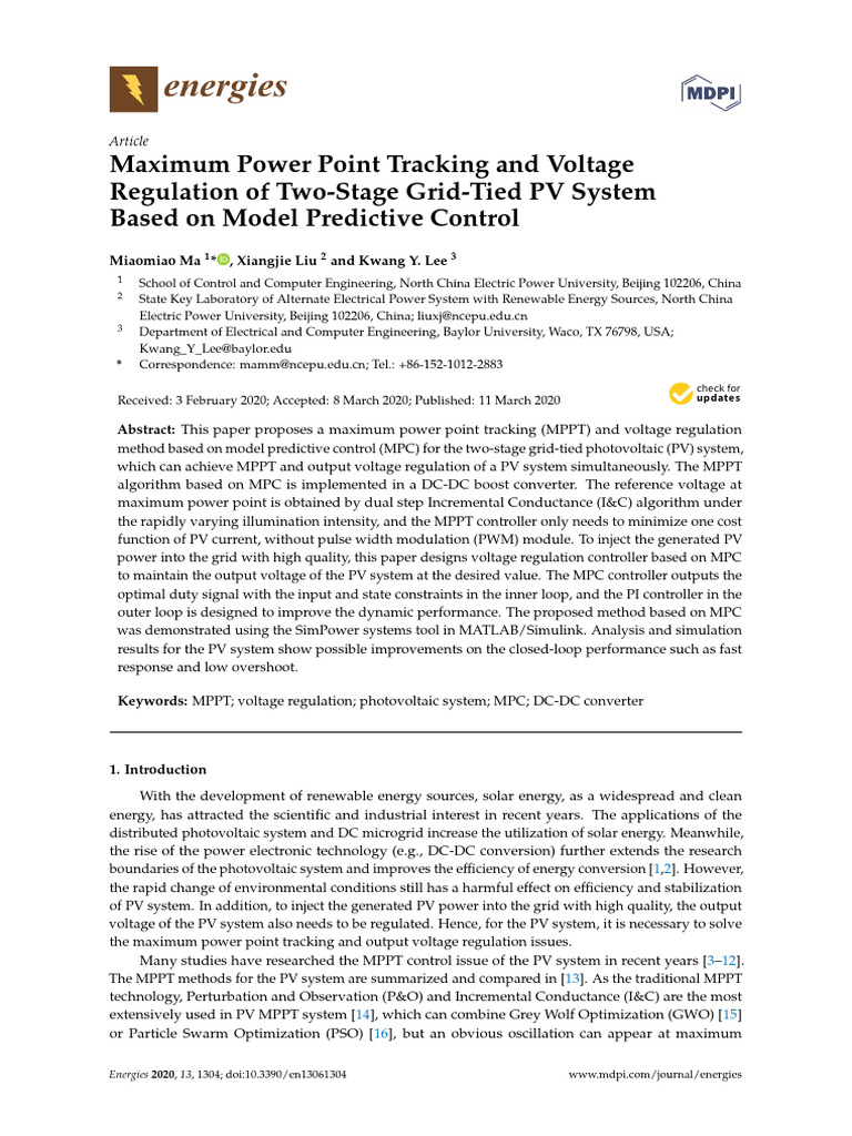 Maximum Power Point Tracking and Voltage Regulation of Two-Stage Grid-Tied PV System Based On ...