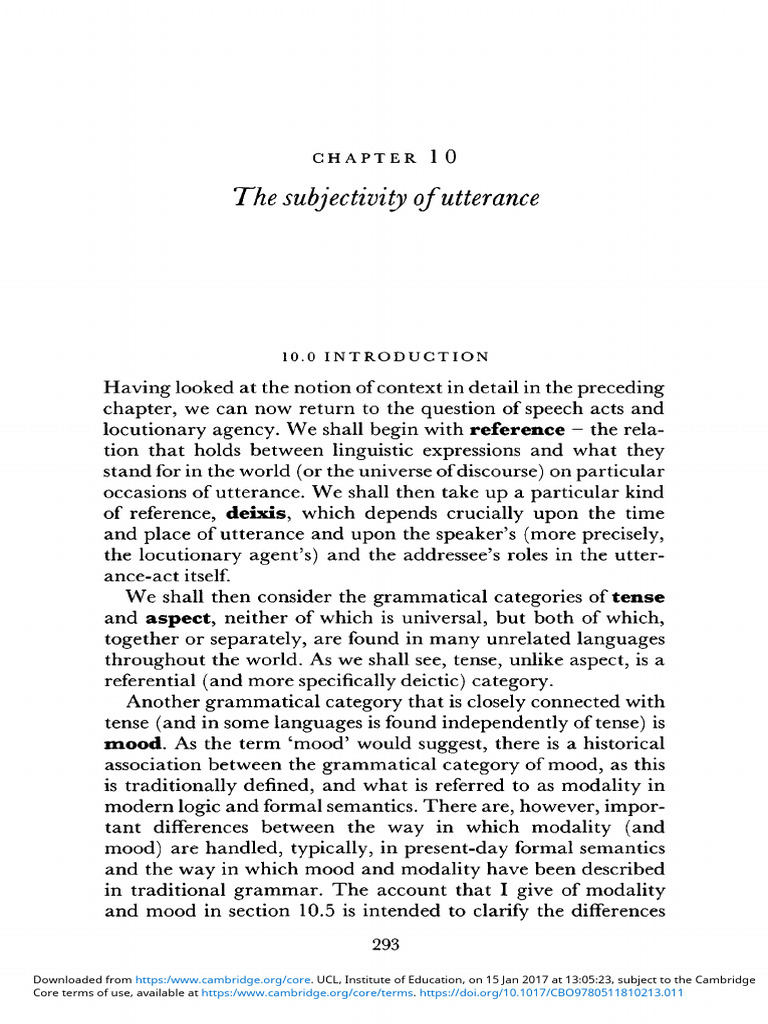 The Subjectivity of Utterance | PDF | Noun | Semantics