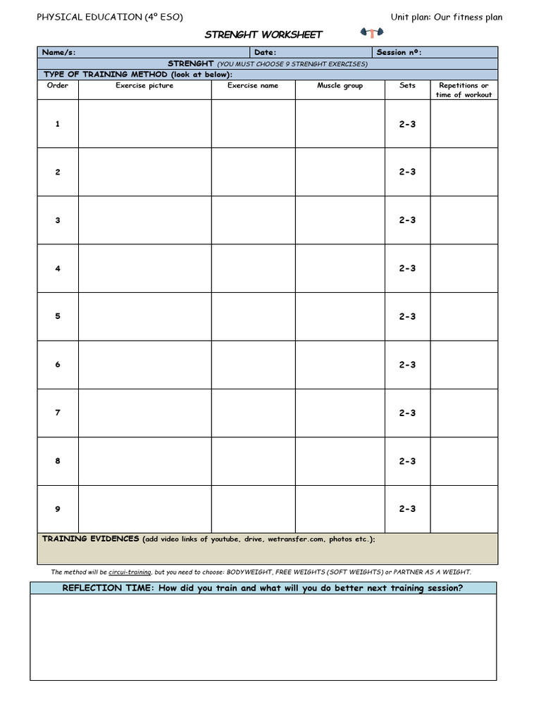 Strength Work Sheet | PDF