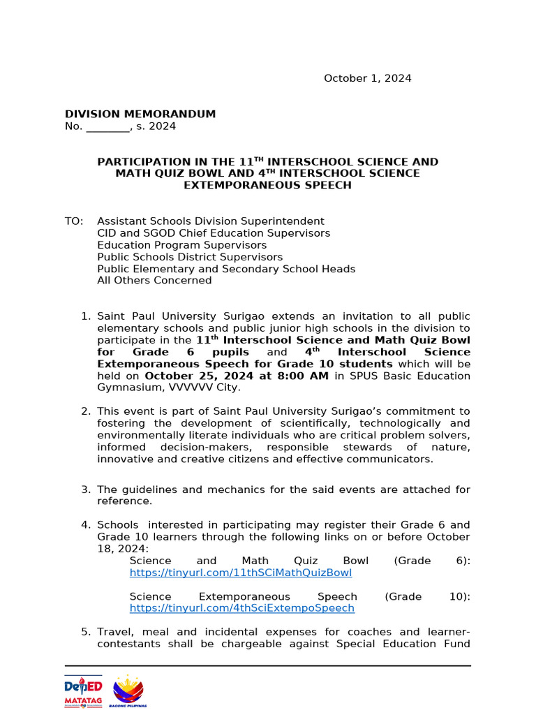 Memo - SPUS Quiz and Extempo | PDF