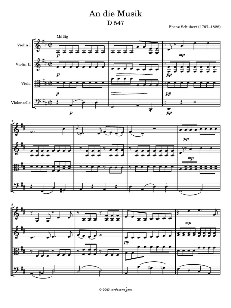 Schubert's An die Musik: Score D 547 | PDF | Classical Music | Chamber ...
