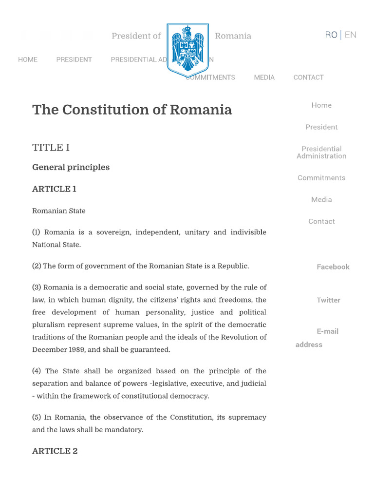 Romanian Constitution | PDF
