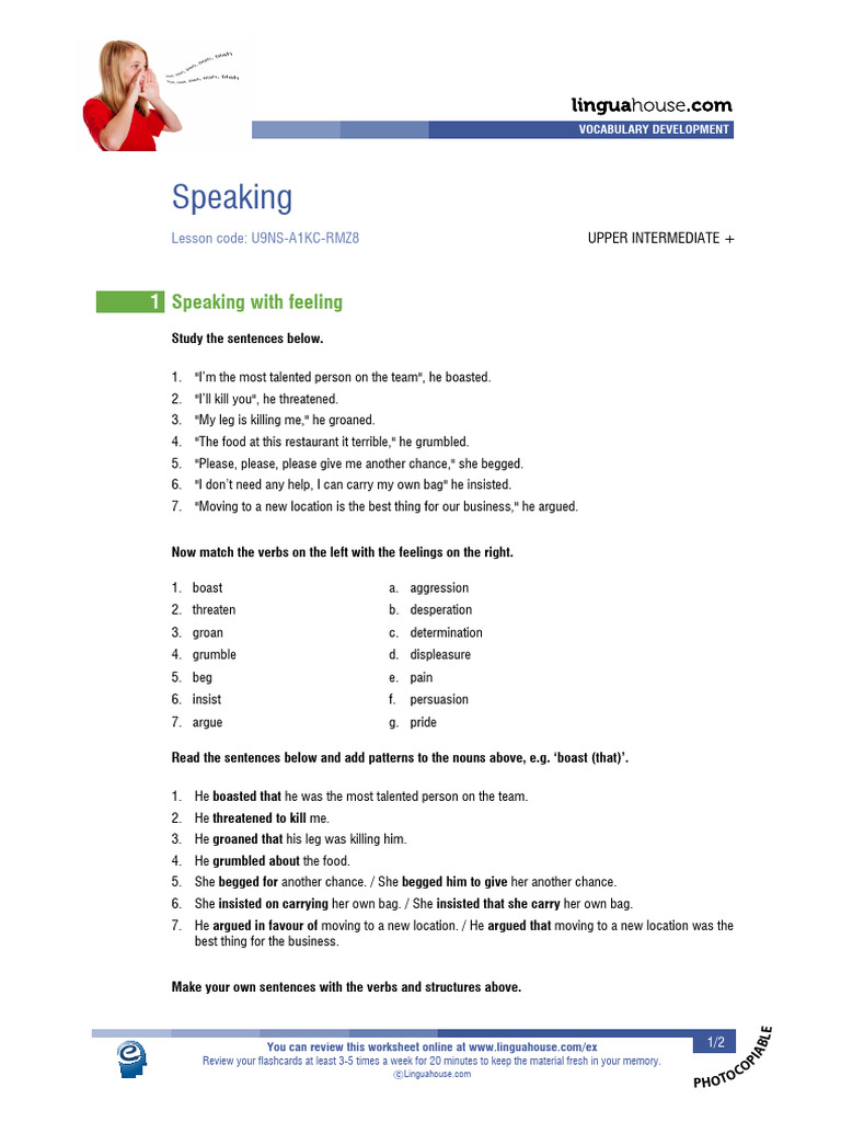 Vocabulary Development for Speaking Skills | PDF | Linguistic ...