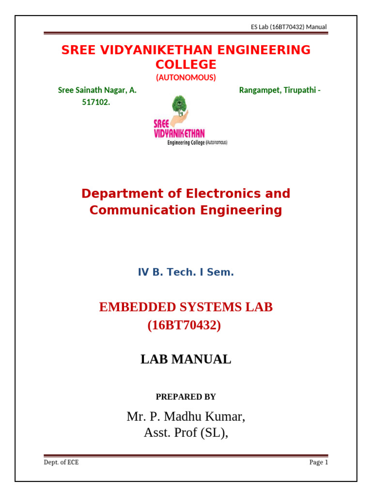ES Lab Manual | PDF | Analog To Digital Converter | Computing