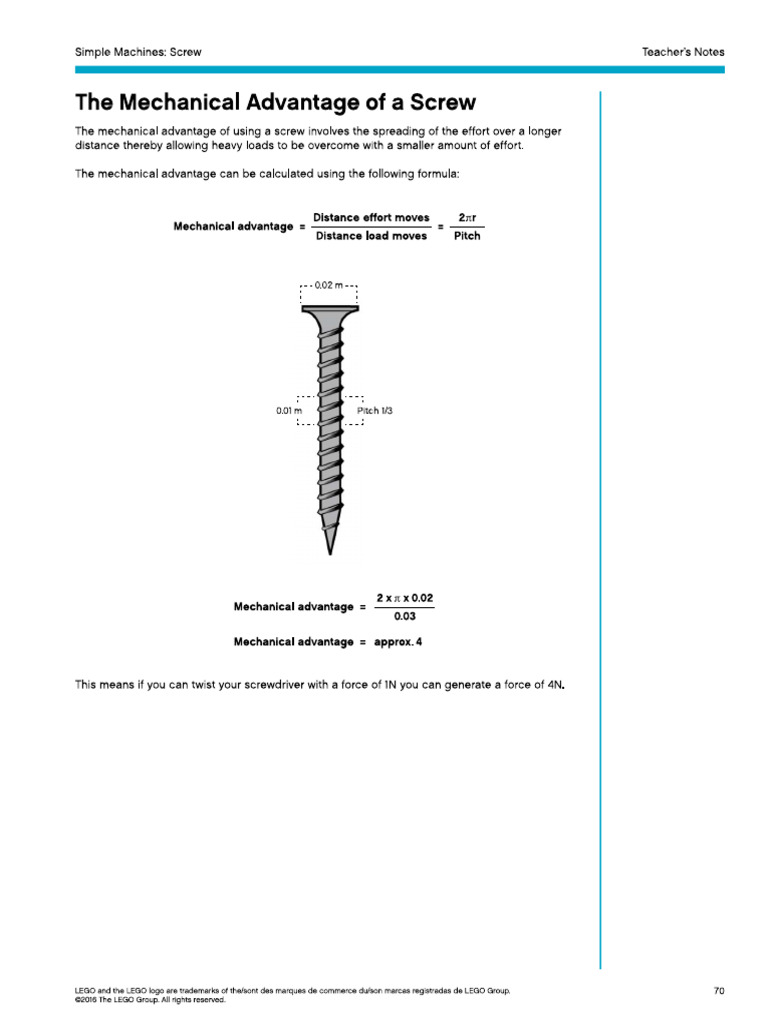 Mechanical Advantage Screw | PDF