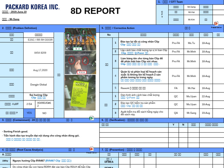 8D report E2-RDLH SAI HƯỚNG CLIP 18-8 final | PDF