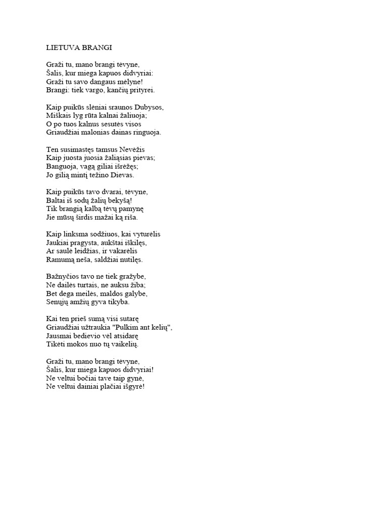 Maironis Lietuva Brangi | PDF