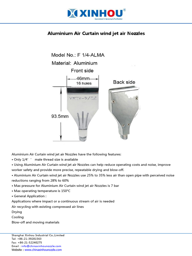 Aluminium Air Curtain Wind Jet Air Nozzles | PDF