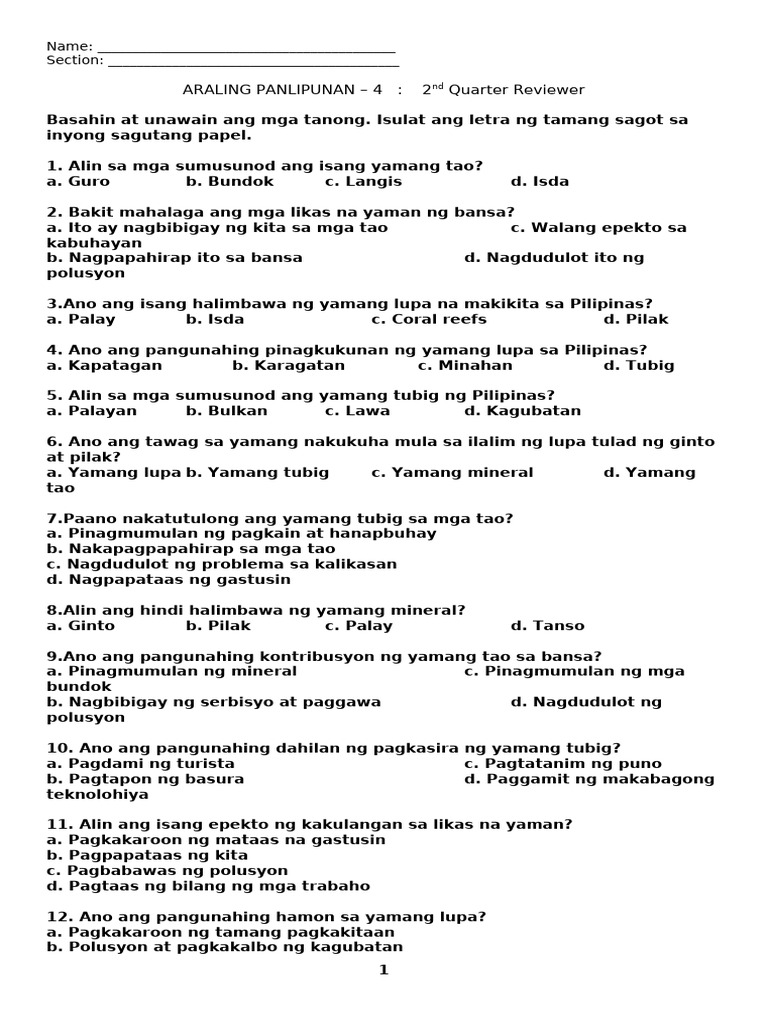 AP 4 Q2 Reviewer Long | PDF