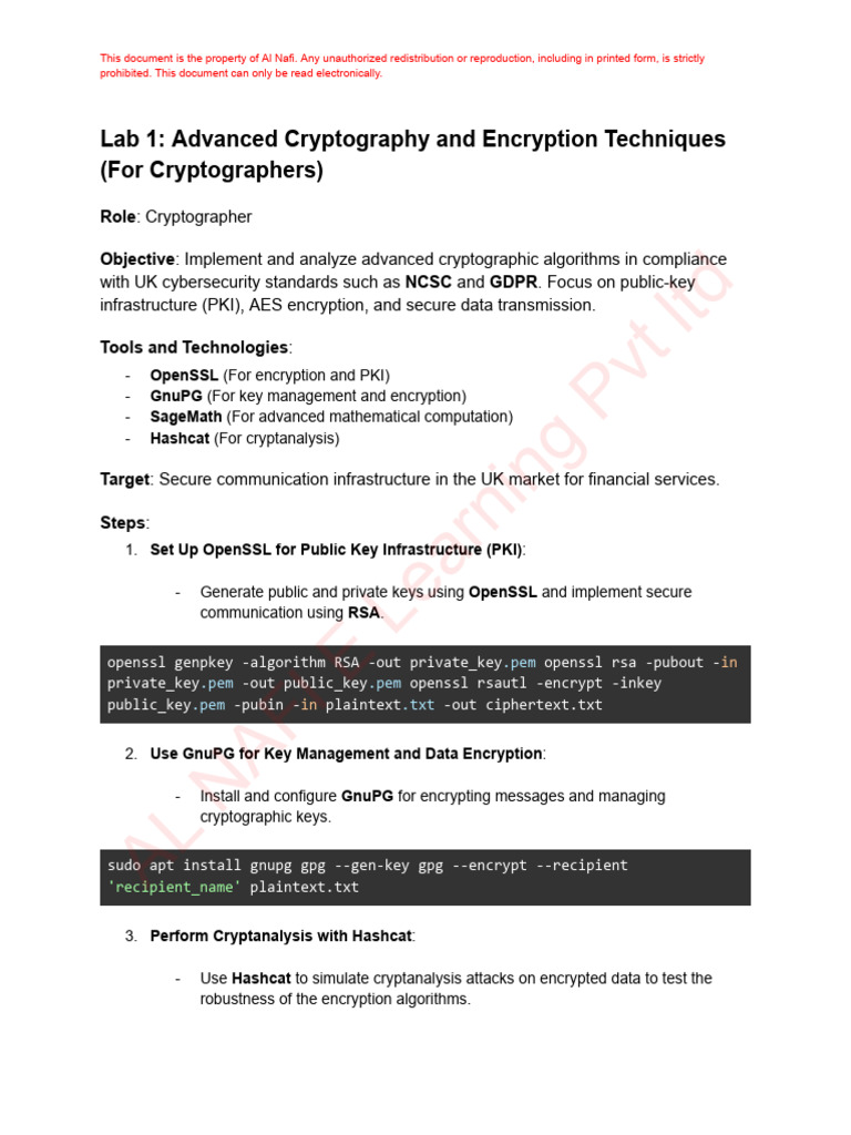 Advanced Cryptography Lab Guide | PDF | Cryptography | Encryption