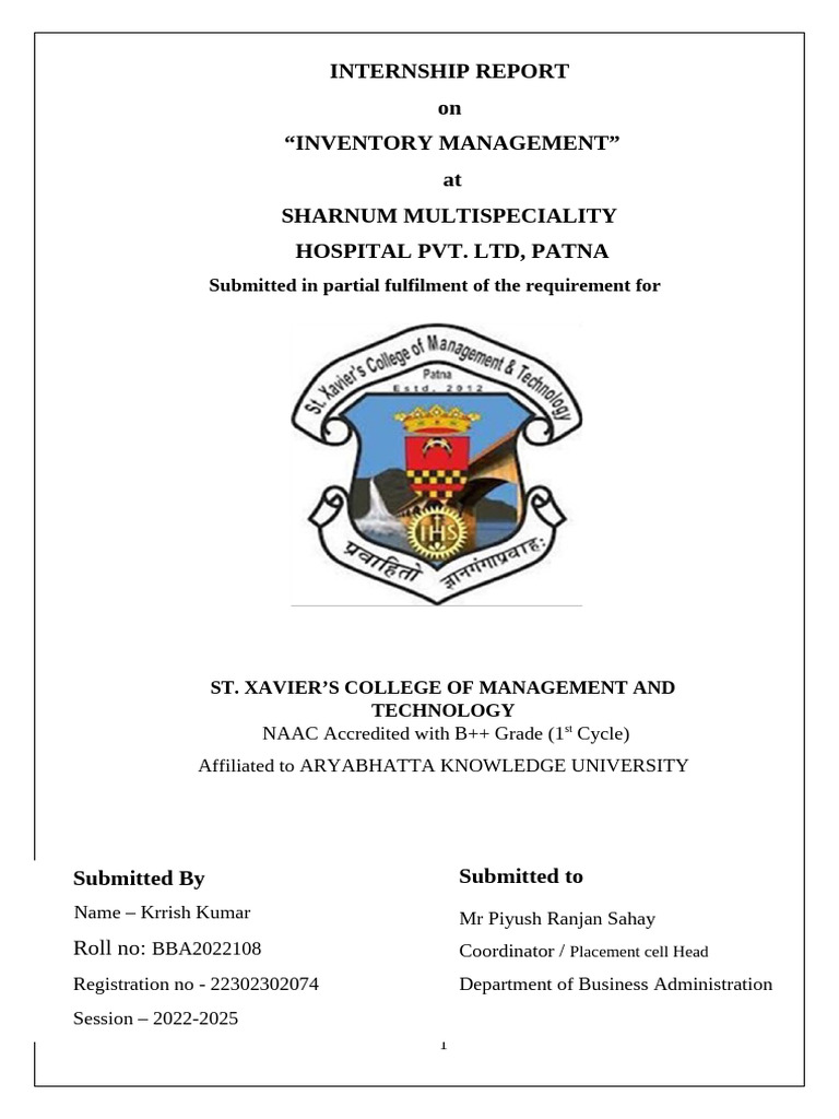 Internship Report: Inventory Management at Sharnum Hospital | PDF ...