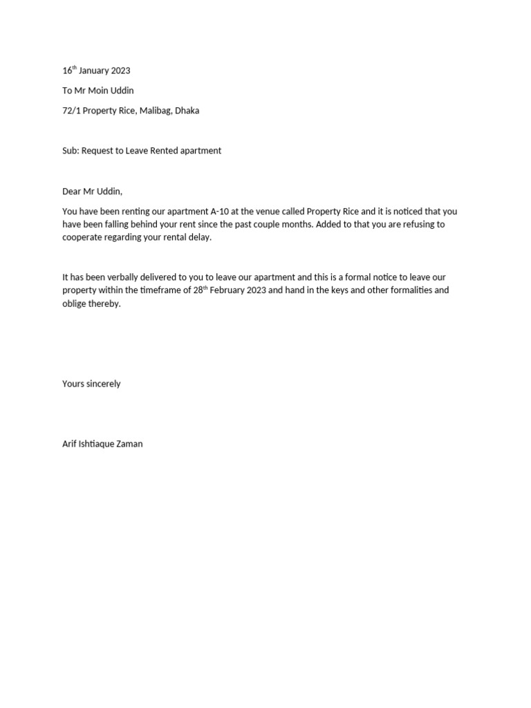 Rent Leave Application | PDF