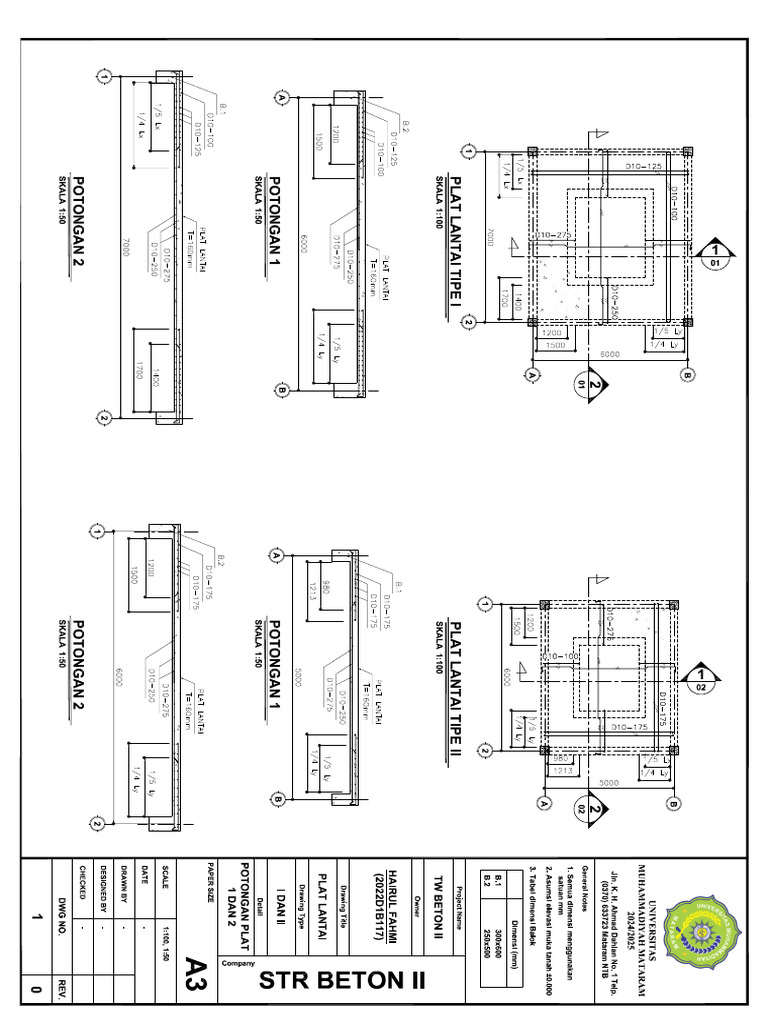 Denah Slab & Detail Denah Plat Lantai & Detail | PDF