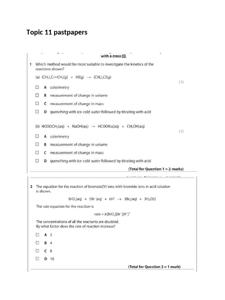 Topic 11 Pastpapers | PDF