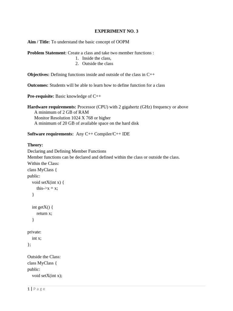 oopm ex-3 | PDF | C++ | Method (Computer Programming)