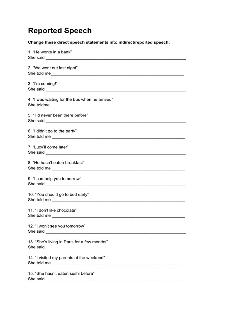 Reported Speech statements | PDF