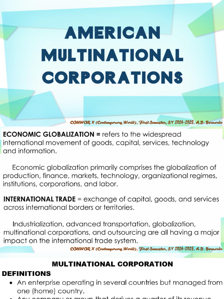 3.American MNCs | PDF | Multinational Corporation | Economies