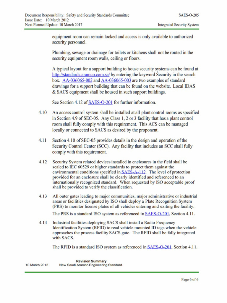 SEAS-O-205 Security System Standard 6 | PDF