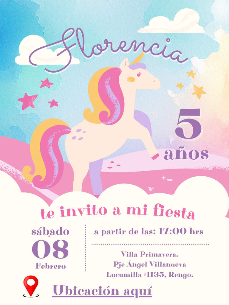 Invitación Cumpleaños Infantil Ilustrada Colores Pastel - 20250114 - 104241 - 0000 | PDF
