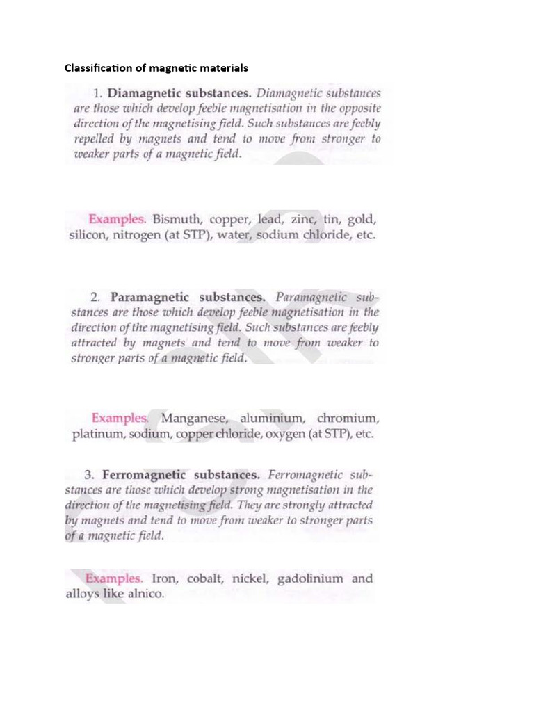 Classification of Magnetic Materials | PDF
