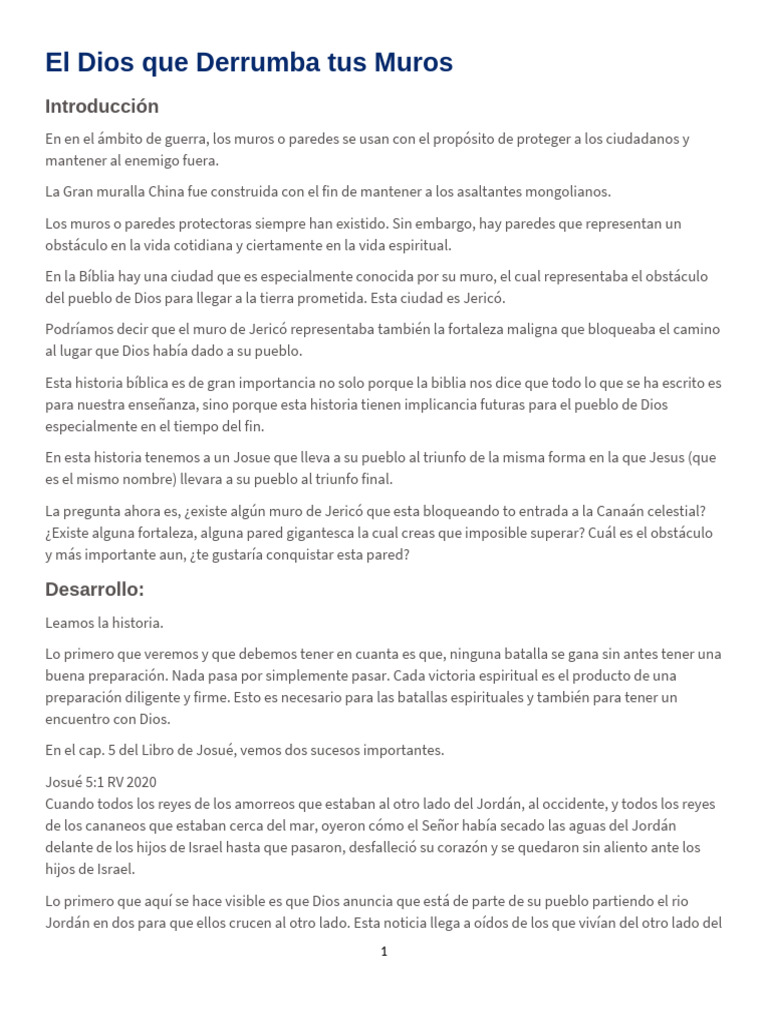El Dios Que Derrumba Tus Muros | PDF | Joshua | Arca de la Alianza