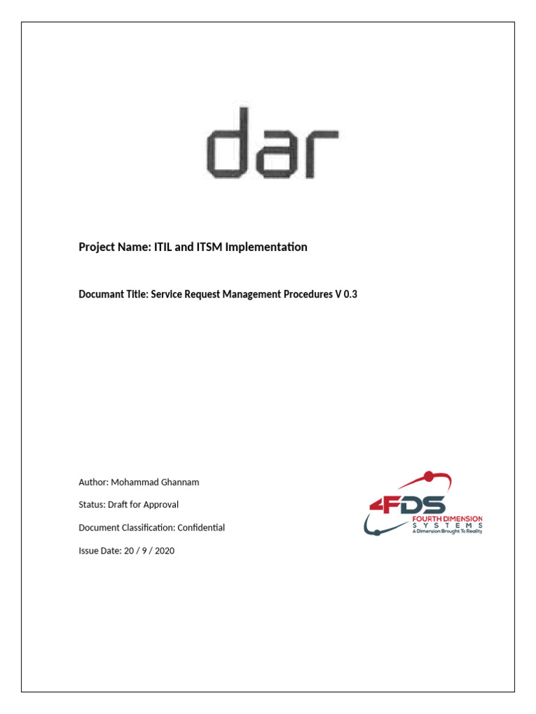 FDS - DAR - ٍService Request Management Procedure V 0.3 | PDF | Service ...