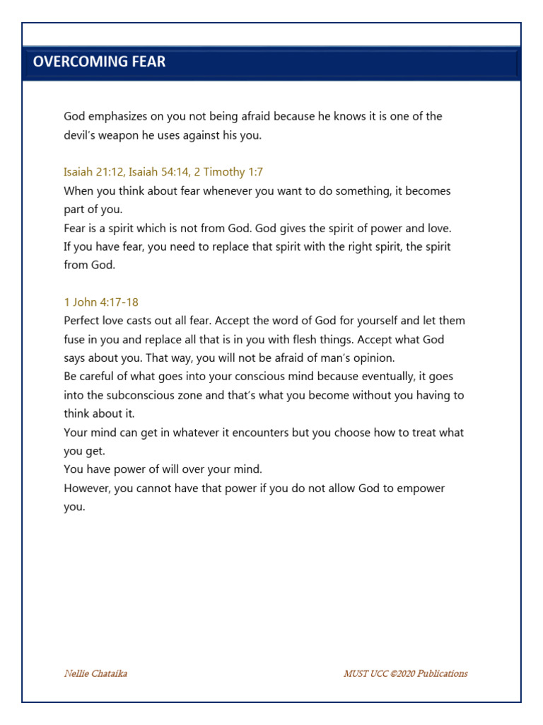 OVERCOMING FEAR | PDF