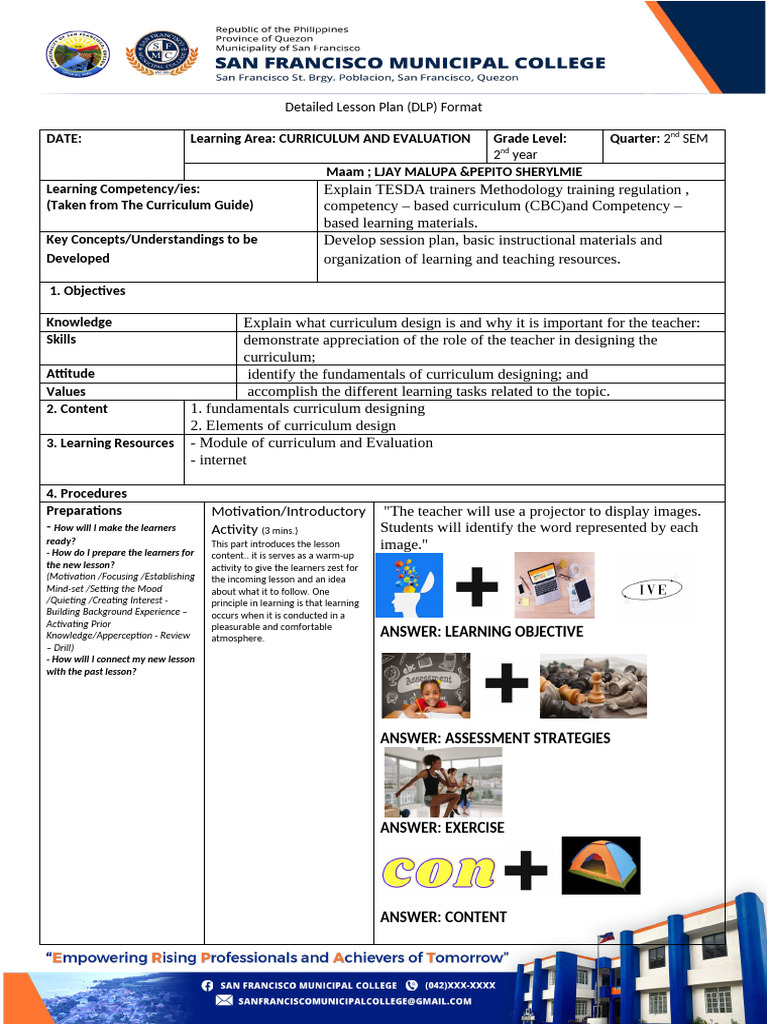 Detailed Lesson Plan DLP Format | PDF | Curriculum | Learning