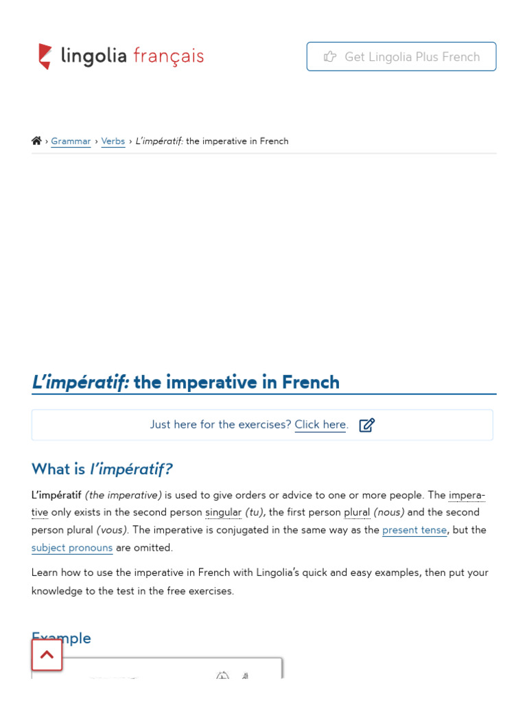 L'impératif - The Imperative in French | PDF | Grammatical Conjugation ...