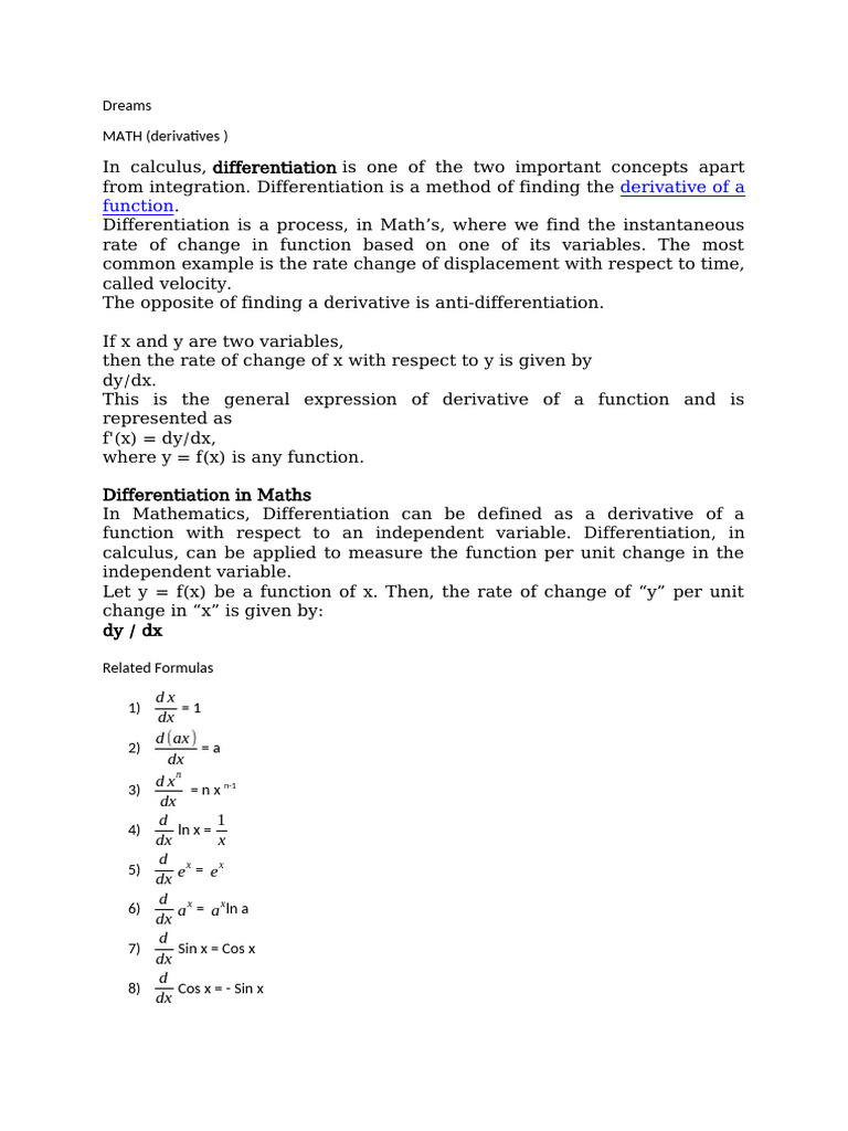 derivative | PDF | Derivative | Function (Mathematics)