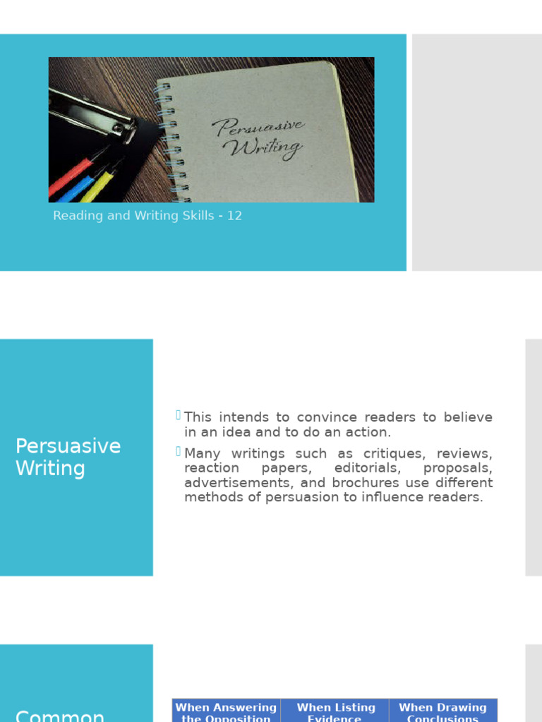 Persuasive Writing Modes of Persuasion | PDF | Credibility | Tobacco Smoking