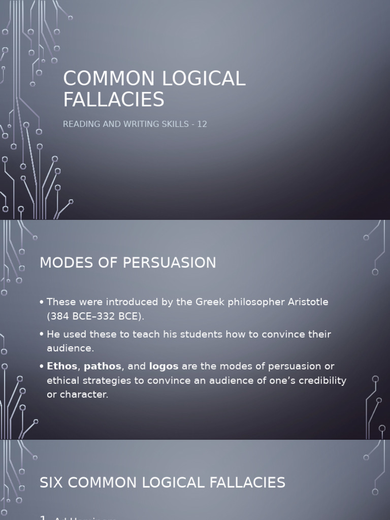 Common Logical Fallacies and Frequently Used Sources of Info... | PDF ...