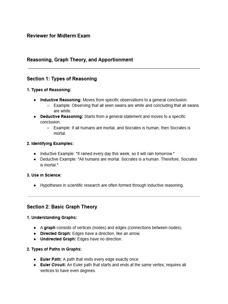 Reviewer For Midterm | PDF | Vertex (Graph Theory) | Combinatorics