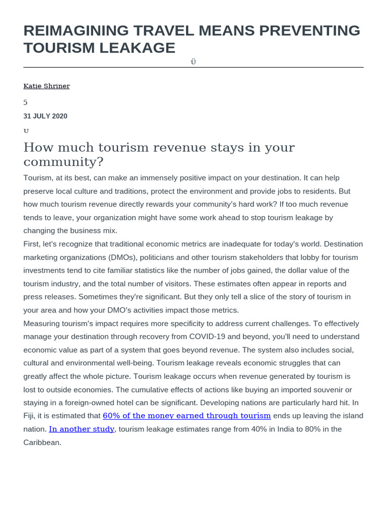 Tourism Leakage Article | PDF | Tourism | Economies