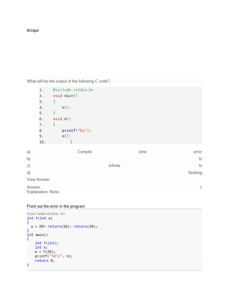 What Will Be The Output of The Following C Code | PDF | C (Programming Language) | Computer Science