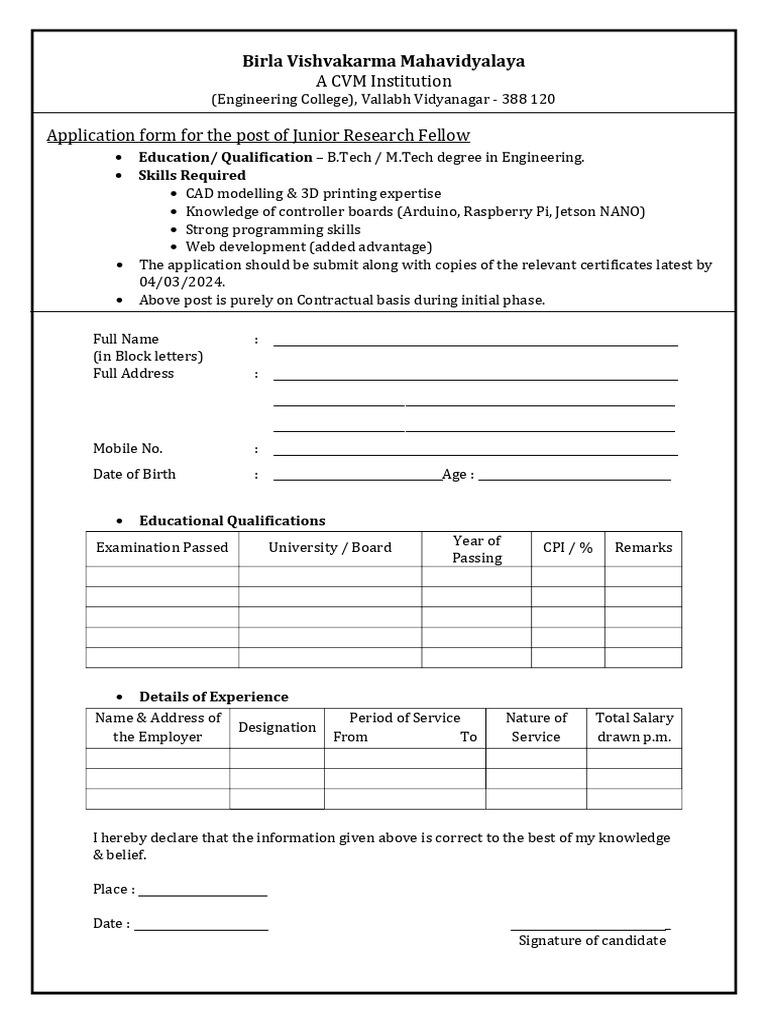 2_application Form for Jrf 1 | PDF