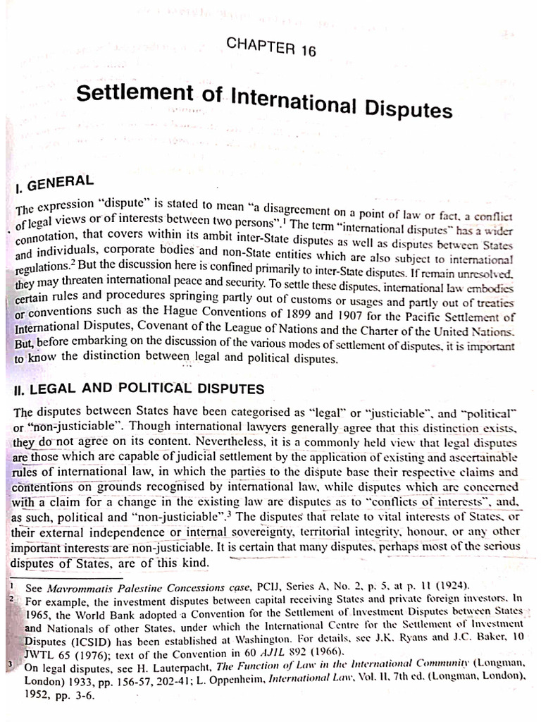 Settlement of International Disputes-Chapter 16 | PDF
