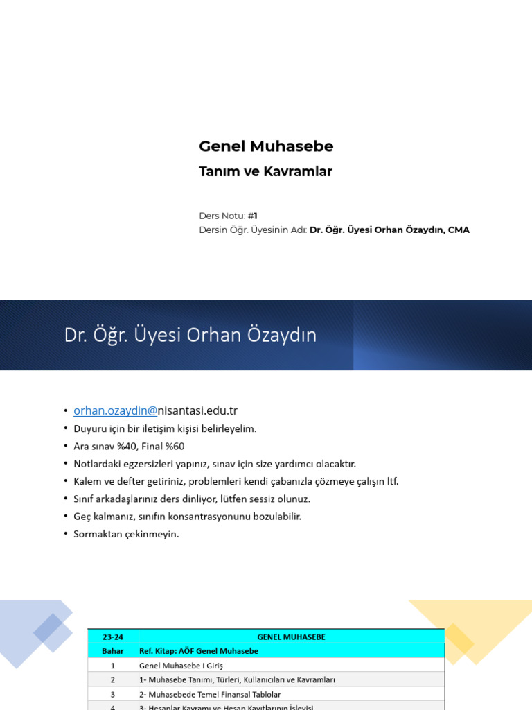 H01 - Genel - Muhasebe - Tanim - Ve - Kavramlar 1 PDF | PDF
