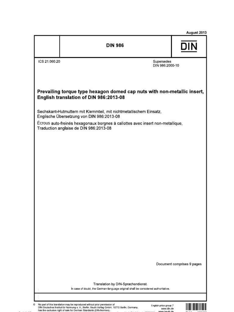 din 986 | PDF | Screw | Nut (Hardware)