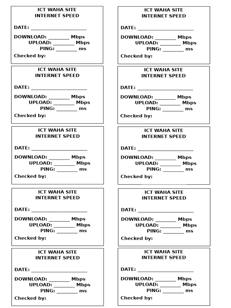 Internet Speed Sheet | PDF