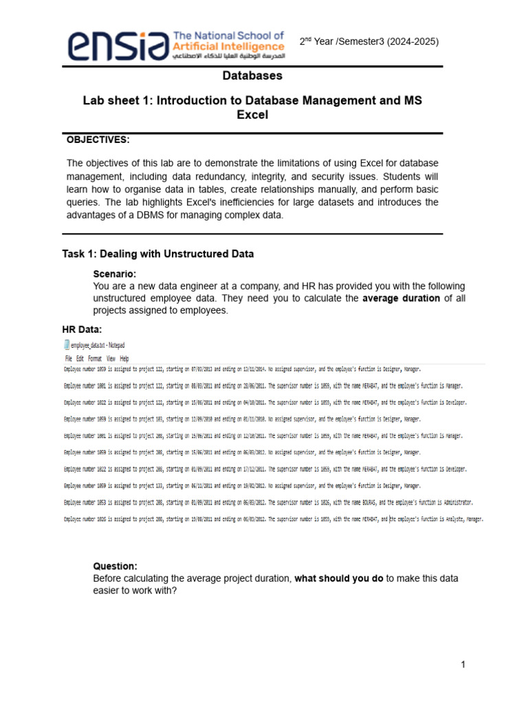 lab1 | PDF | Databases | Microsoft Excel