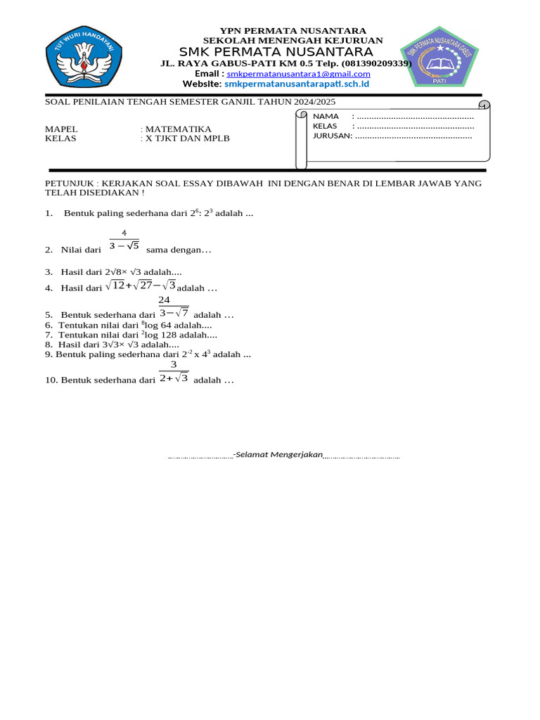 Soal Pts X TKJ Dan Otkp 2023-2024 | PDF