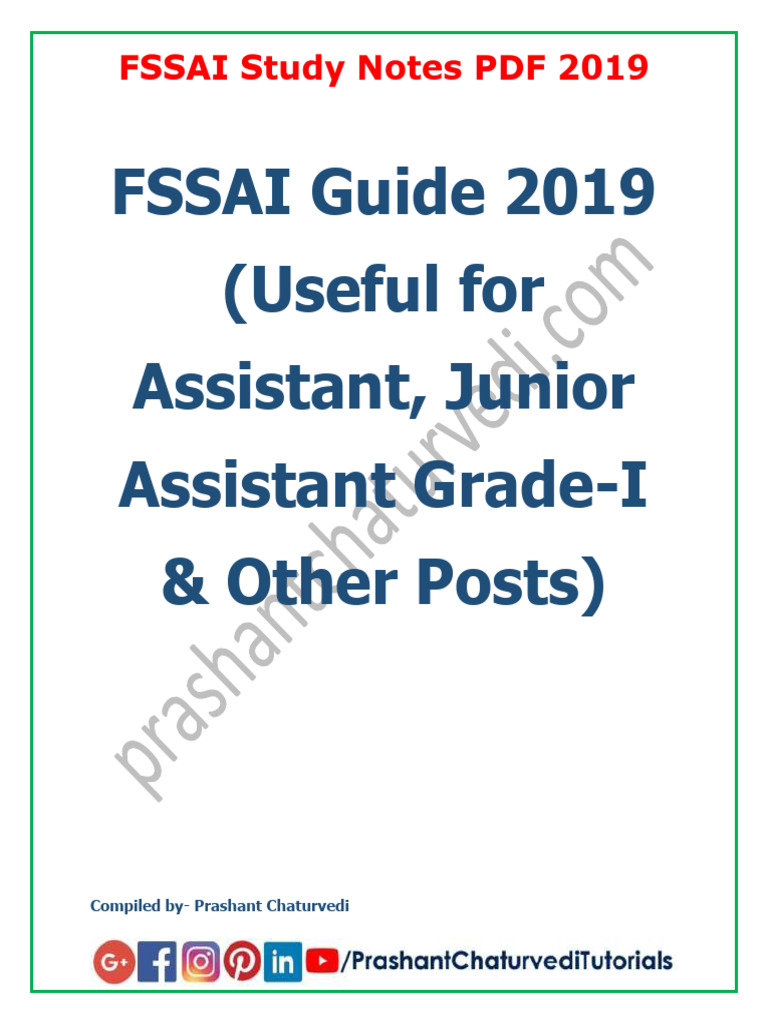 fssai notes | PDF | Food Safety | Audit