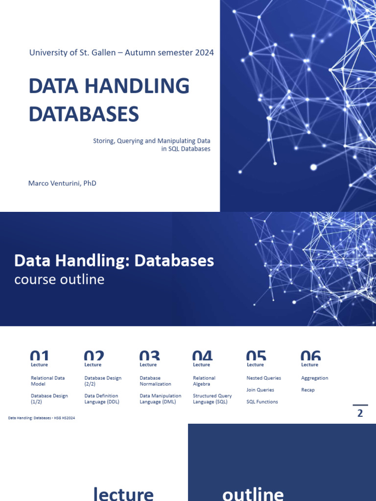 DataHandling MA 2024 Slides D1 | PDF | Relational Model | Databases