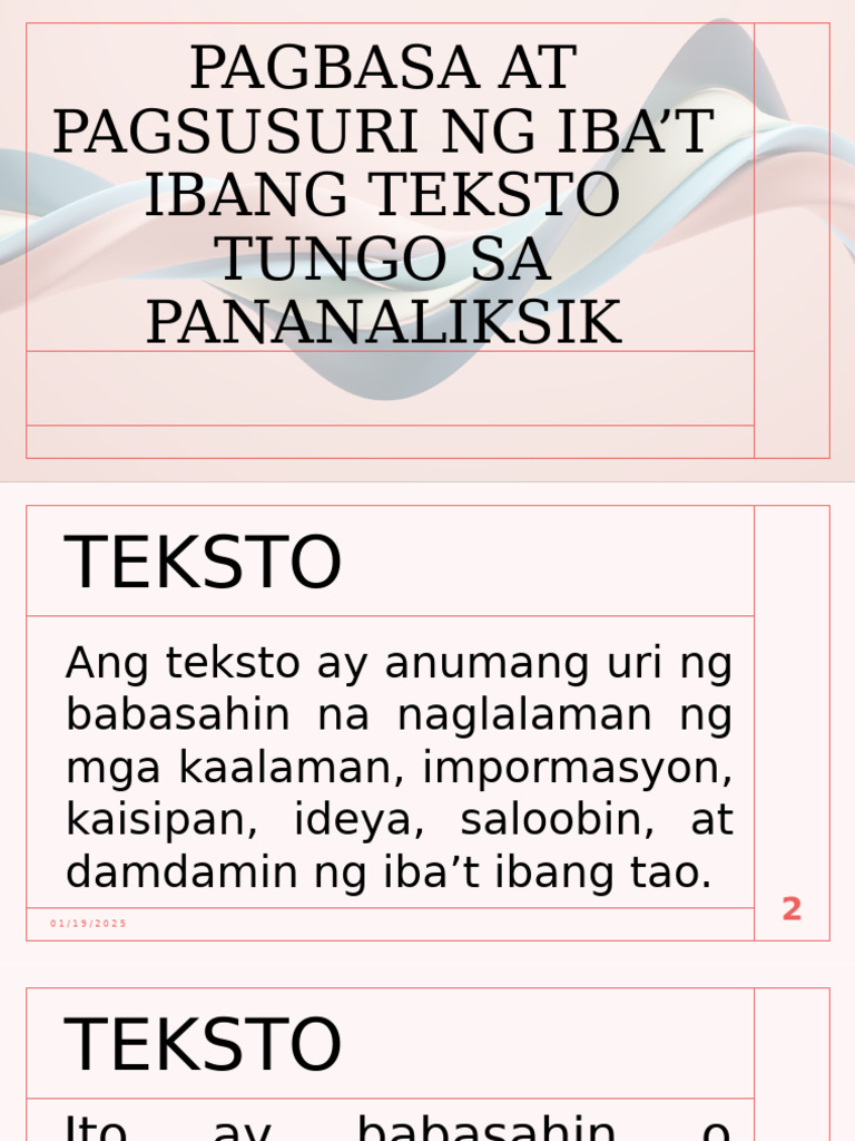 PPT 1 Introduksyon Sa Pagbasa at Pagsusuri | PDF