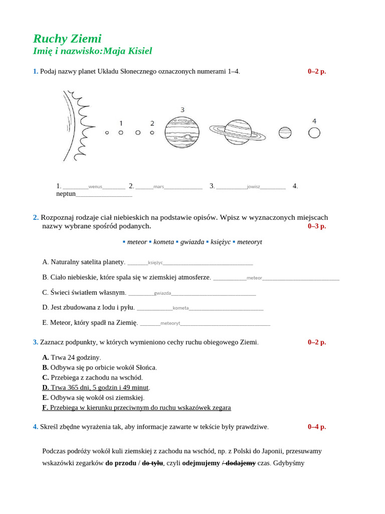 Ruchy Ziemi Kl. 6 | PDF
